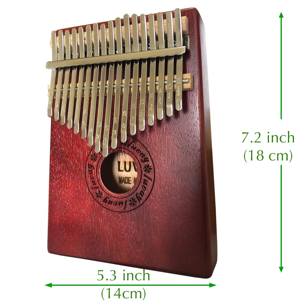 Luvay Kalimba 17 key Thumb Piano, Solid Mahogany Body (Dark Color)