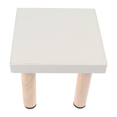 Yardwe 1pc Solid Wood Small Flower Stand Wooden Flower Shelf Garden Plant Pot Riser Succulent Planter Holder Cat Outdoor Planter Stand Bonsai Holder Heavy Office Small Plant Stand White