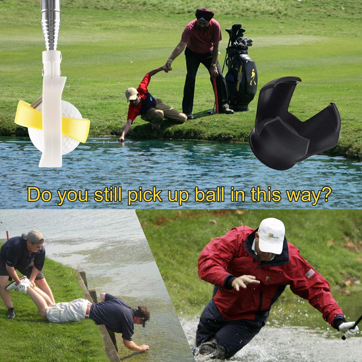 prowithlin Golf Ball Retriever, Stainless Telescopic Extendable Golf Ball Retriever for Water w/Golf Ball Pick Up Retriever Grabber Claw Sucker Tool, Golf Accessories Golf Gift for Men (6ft)