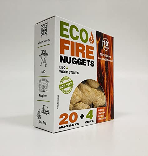 Trenton Gifts Eco Fire Nuggets. Lighting Fire Starters. Safe Natural and Made of 100% Recycled Material. 24 Nuggets