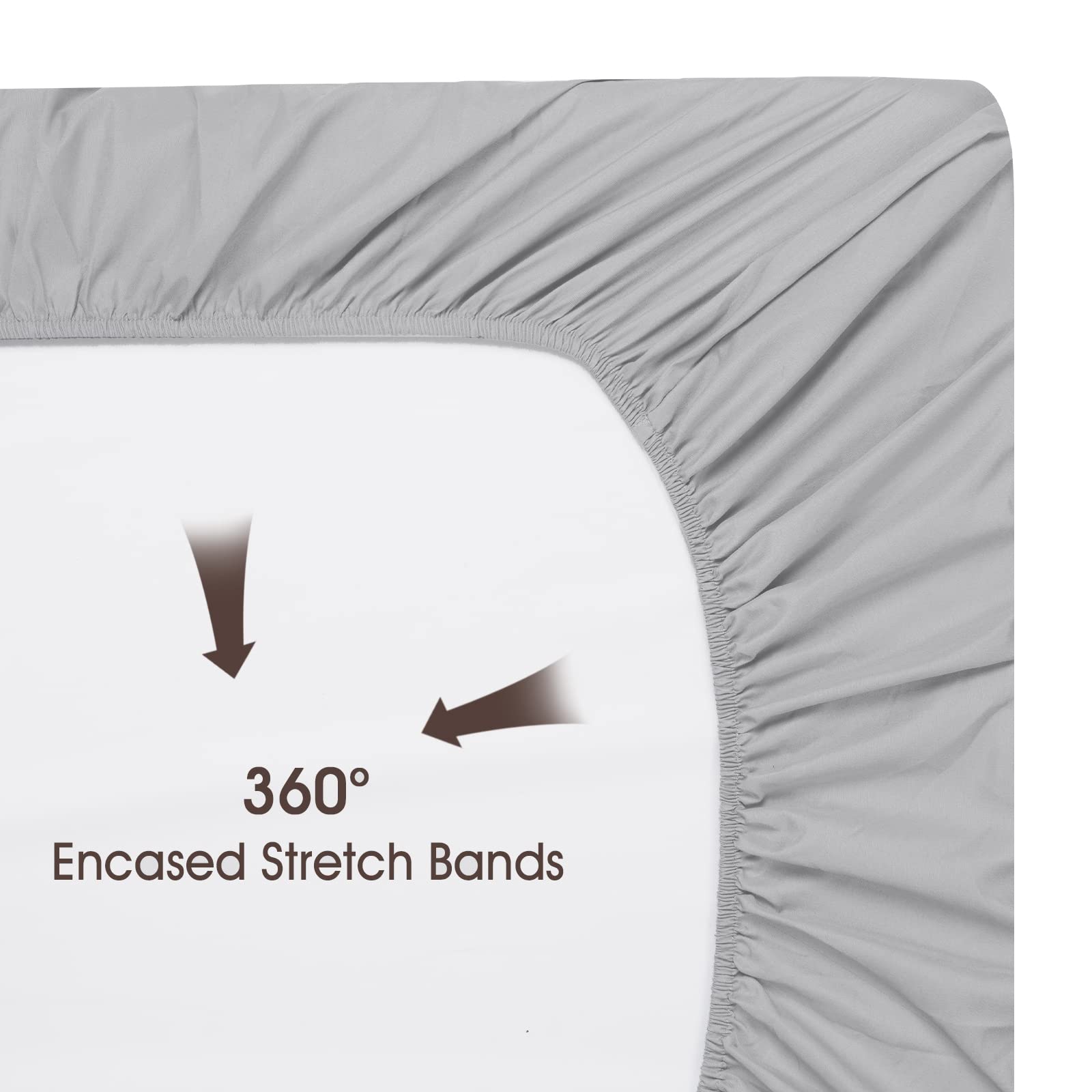 PHF Soft Mini Crib Sheets Set, 2 Pack Silky Comfy Pack N Play Sheets for Boys Girls, Universal Fit for Pack N Play, Playard and Mini Crib Mattresses, Grey & Grey