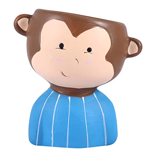 YARDWE Cactus Planter Succulent Pot 1PC Lovely Cartoon Animal Face Planter Pot Ceramic Monkey Pattern Flowerpot Bonsai Flower Container Desk Mini Ornament for Balcony Cartoon Flower Pot