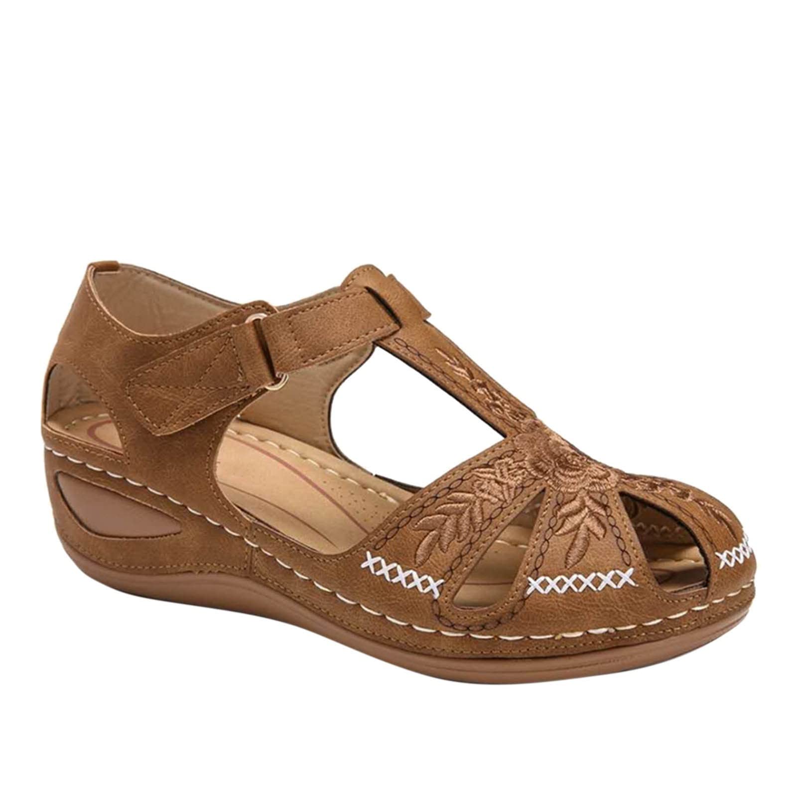 Orthopedic Sandals for Women Close Toe Platform & Wedge Sandals Strappy Shoes Comfy Womens Outdoor Orthopedic Sandals