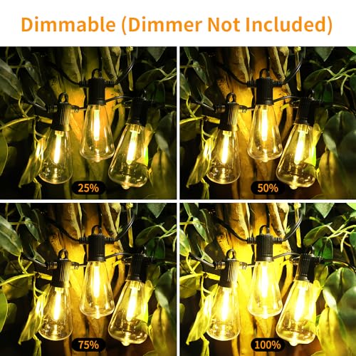 ZOTOYI Outdoor String Lights 200 FT, Waterproof IP65 Patio String Lights for Outside with 104 Shatterproof ST38 Bulbs(4 Spare), LED Hanging Lights for Bistro, Backyard, Garden 2700K(2-Pack 100FT)