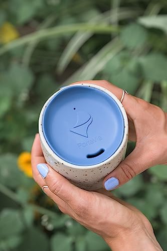 Reusable Coffee Cup Silicone Lid – Fits Any Tumbler, Water Bottle, & Ceramic Coffee Mug – Dishwasher-Safe Ceramic Travel Mug Lid Keeps Hot Cups Hot (Medium to Large - Navy)