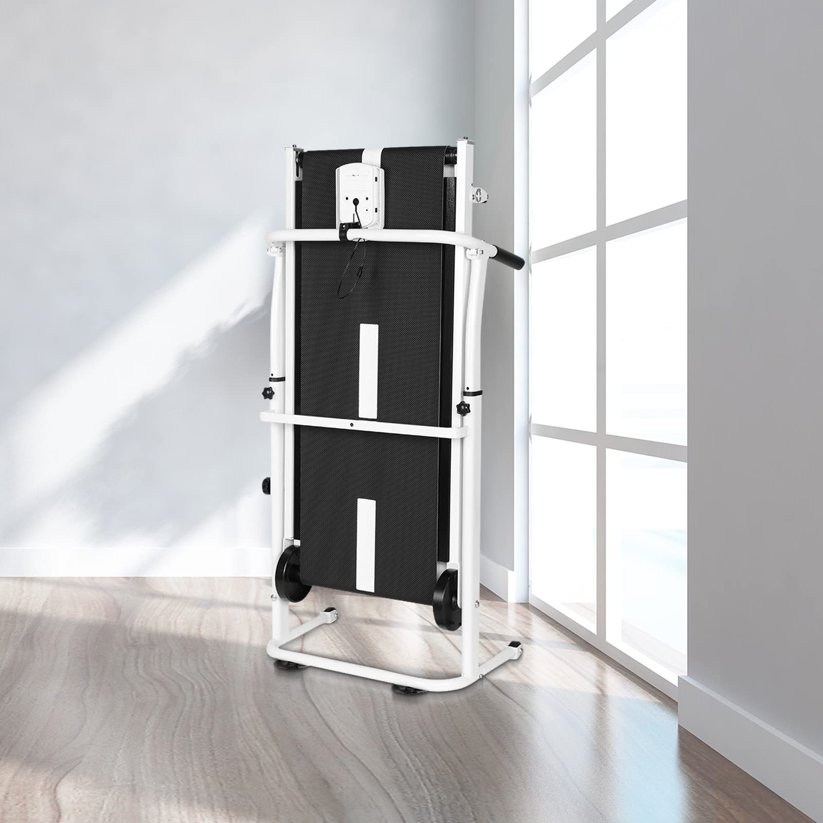 QBQCBB Home Fitness LED Display Foldable Manual Treadmill Working Machine Aerobic Fitness Exercise Tilt Home Equipped with High-Precision Running Belt Training (AS Shown, one Size)