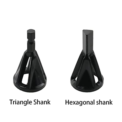ZRM&E 2Pcs Deburring External Chamfer Tool Hard High Speed Stainless Steel Remove Burr Quickly Repairs Tools for Drill Bit Triangle Shank and Hexagon Shank External Chamfer, Black Six Slots