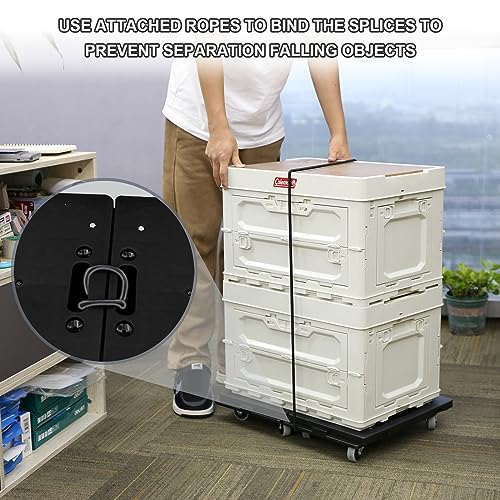 Uholan Flatbed Dolly Can Connected Two Pcs One Set Household Portable Mobile Dolly Infinite Rotary Flat Handtruck Mobile Furniture Load 220lb Black ,Grey Wheel (Grey Wheel)