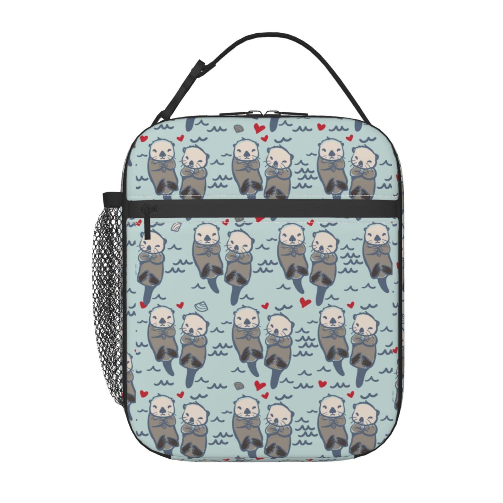 Sea Otters Lunch Box For Women Men Girls Boys,Reusable Insulated Portable Lunch Bag,Leakproof Cooler Adjustable Handle Large Capacity Meal Tote Bag For Work Picnic School Travel