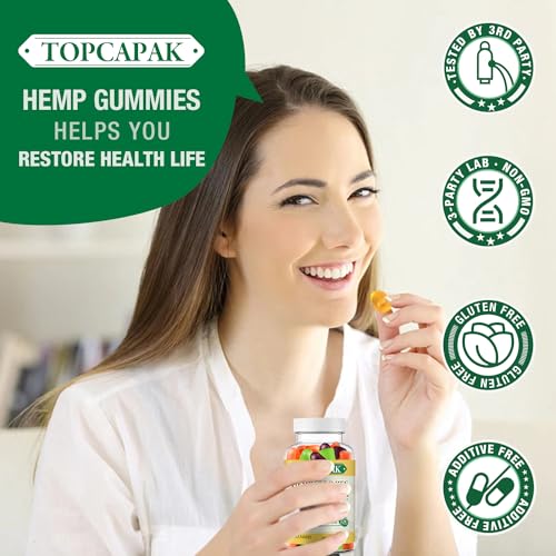 Natural Hemp Gummies Advanced Extra Strength High Potency Hemp Oil Extract Infused Gummy - for Adults - Low Sugar Rich in Omega 3 6 9 Made in USA