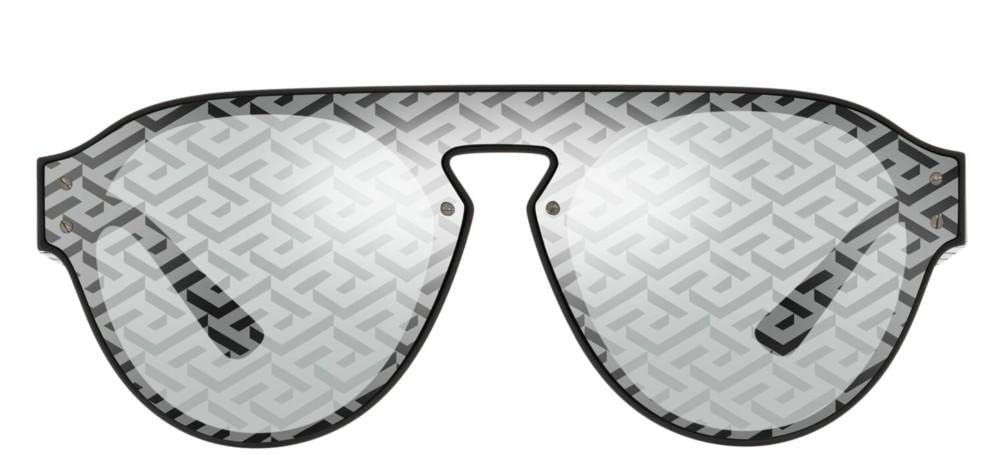Versace VE 4420 GB1/AL Black Plastic Aviator Sunglasses Silver Mirror Lens