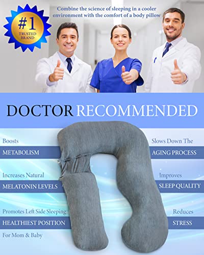 Pharmedoc Pregnancy Pillows, U-Shape Full Body Pillow β Removable Cooling Cover -Dark Grey β Pregnancy Pillows for Sleeping β Body Pillows for Adults, Maternity Pillow and Pregnancy Must Haves