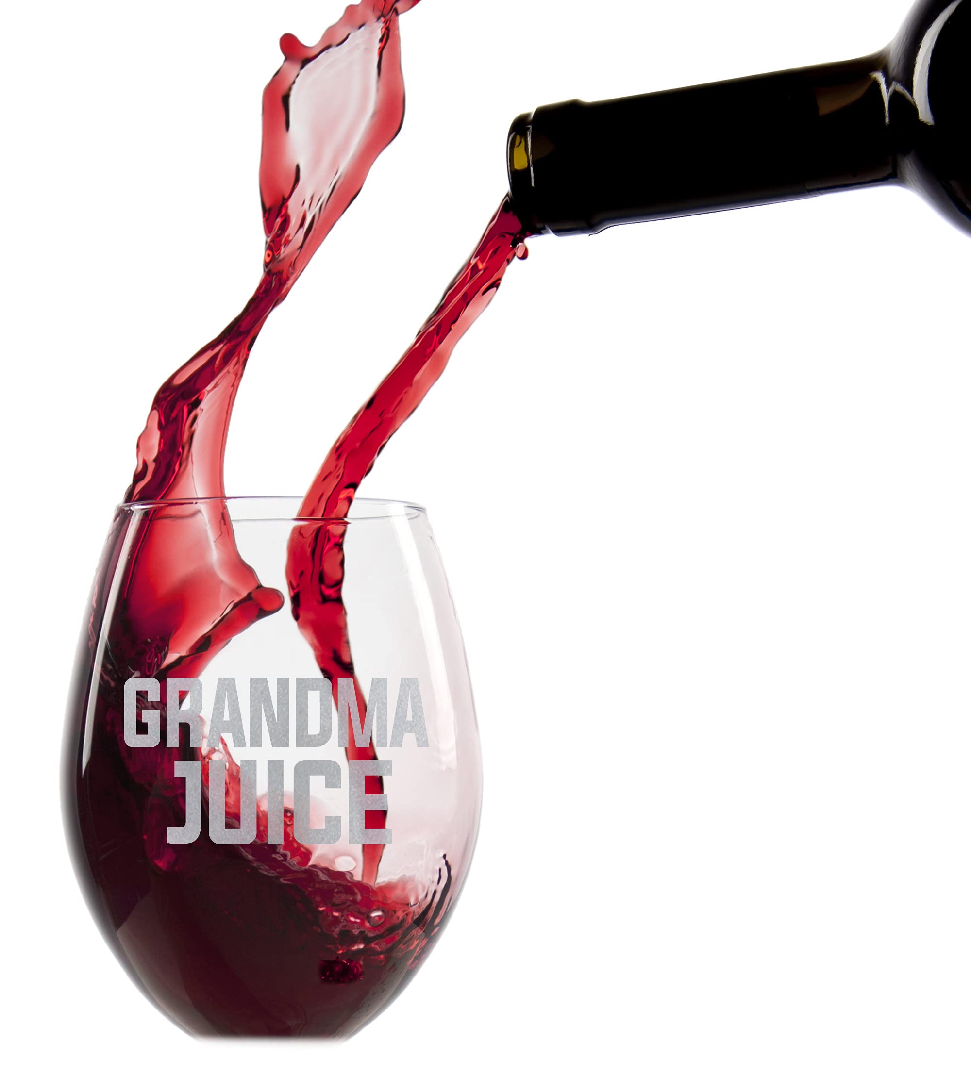 Promotion & Beyond GRANDMA JUICE Stemless Wine Glass - Funny Gift for Grandmother From Daughter Son Husband - Mother's Day