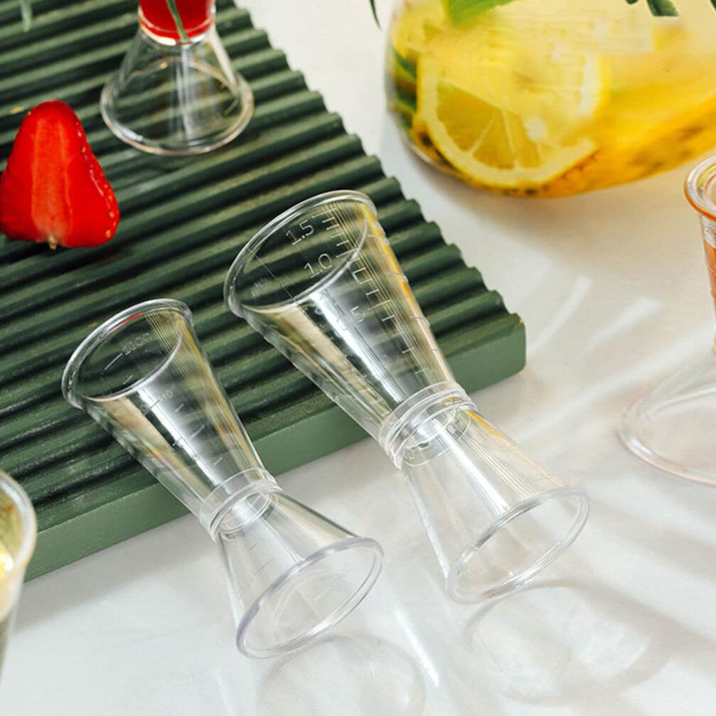 ULTECHNOVO Jigger for Bartending, 5pcs Double Jigger Clear Plastic Jigger Shot Japanese Shot Glass Mixed Drink Measurer Cocktail Double Head Measuring Cup Kitchen Bartender Tools for Home Bar