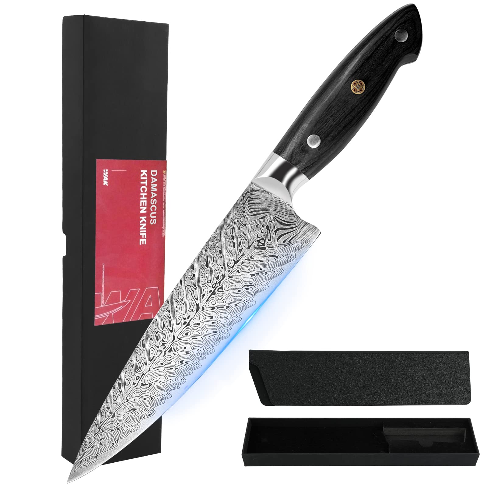 WAK Chefās Knife Sharp Hand Forged 5CR15Mov German Stainless Steel Kitchen Knives 8ā Bamboo-Like Handle, Cutting Effortlessly for Meat, Fruits, Bread, Vegetable, Restaurant, Supermarket