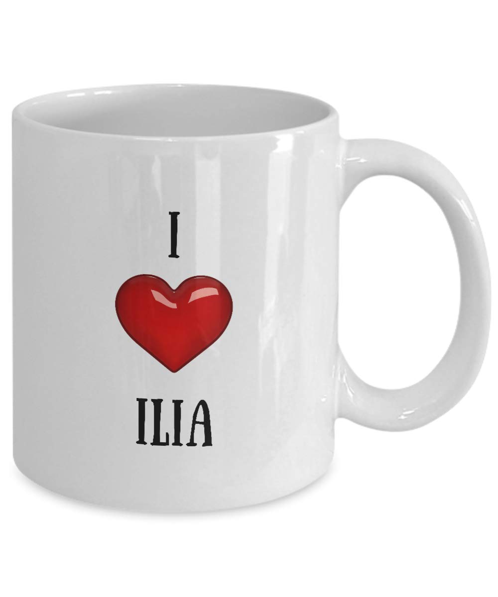 Playful Fox I Love Ilia Coffee Mug With Name Ilia Mug Birthday Gifts for Ilia Cup 11oz PFX42B