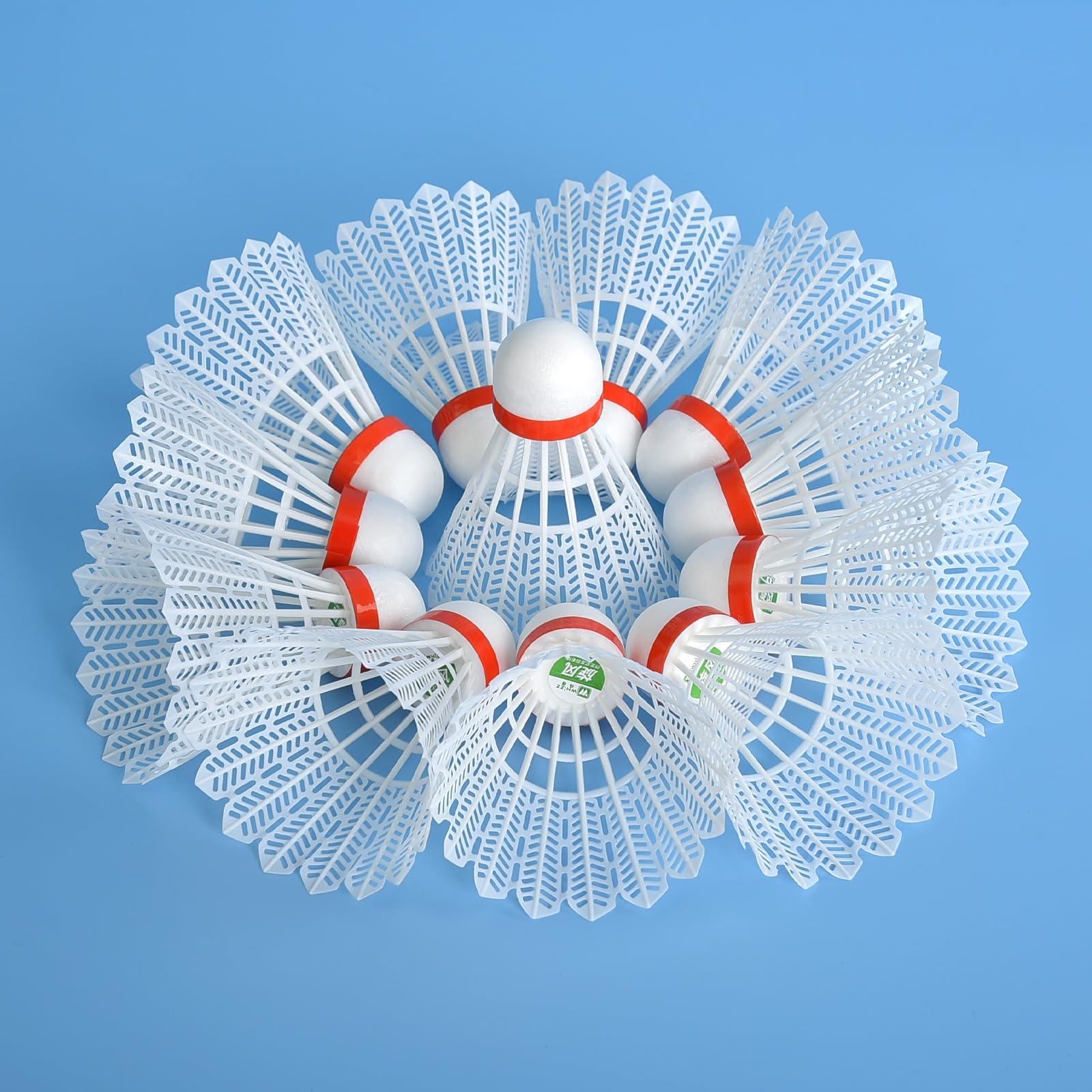 QICHUAN Whizz Badminton Birdies Feather Shuttlecocks, Good Flight and Durable Shuttles for Indoor Outdoor Recreational Game, White Nylon 18 Pack
