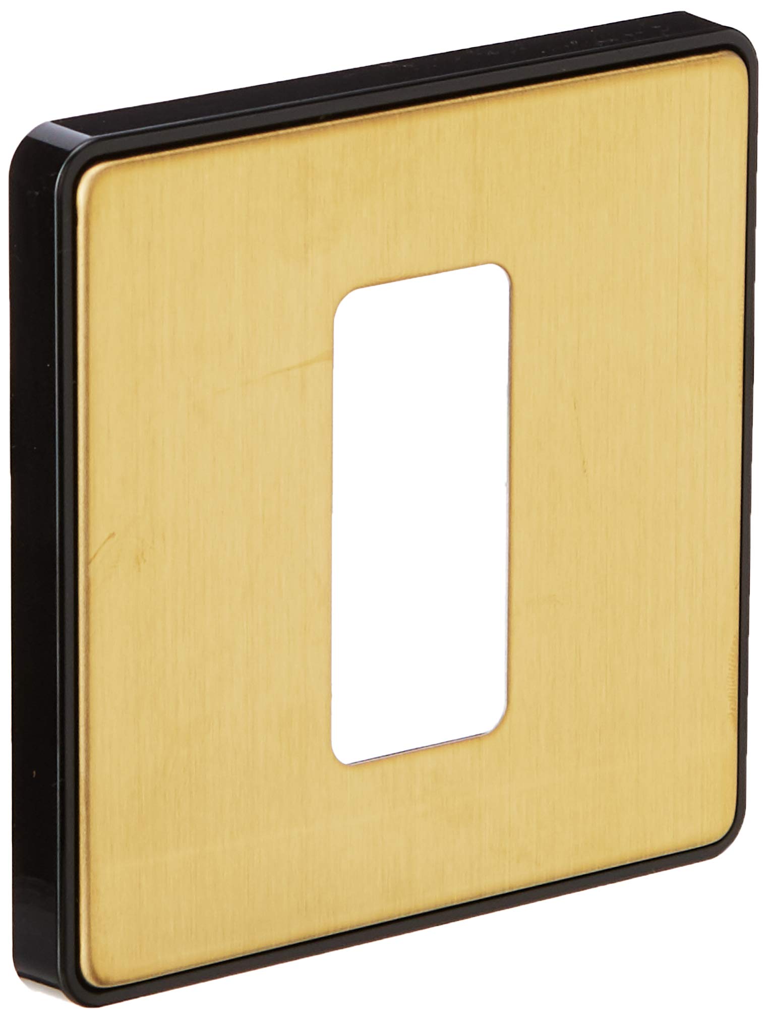 MK Dimensions 1 Gang 20A Large Rocker Switch Brushed Stainless Steel Finish Frontplate with A Black Trim