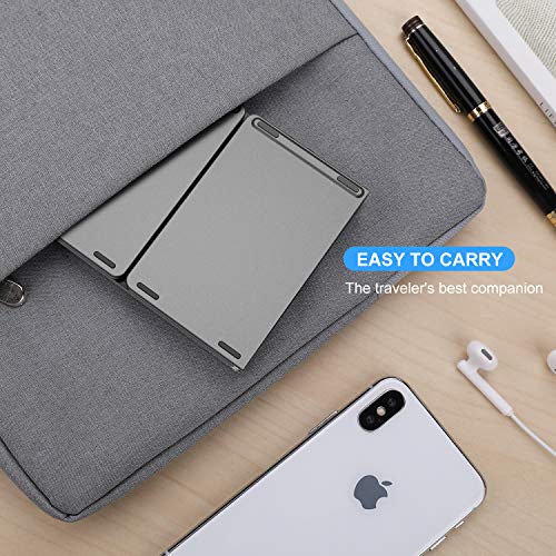 VssoPlor Foldable Bluetooth Keyboard with Touchpad, Dual Modes USB Wired Folding Wireless, Portable Mini Pocket Size Travel Keyboard for Android Tablet Windows-Dark Gray