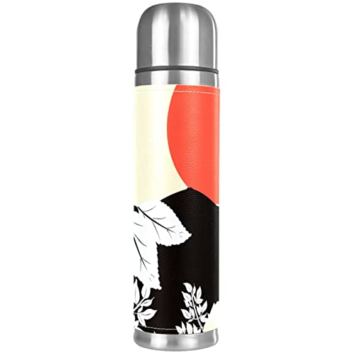 Stainless Steel Leather Vacuum Insulated Mug Bear Thermos Water Bottle for Hot and Cold Drinks Kids Adults 16 Oz