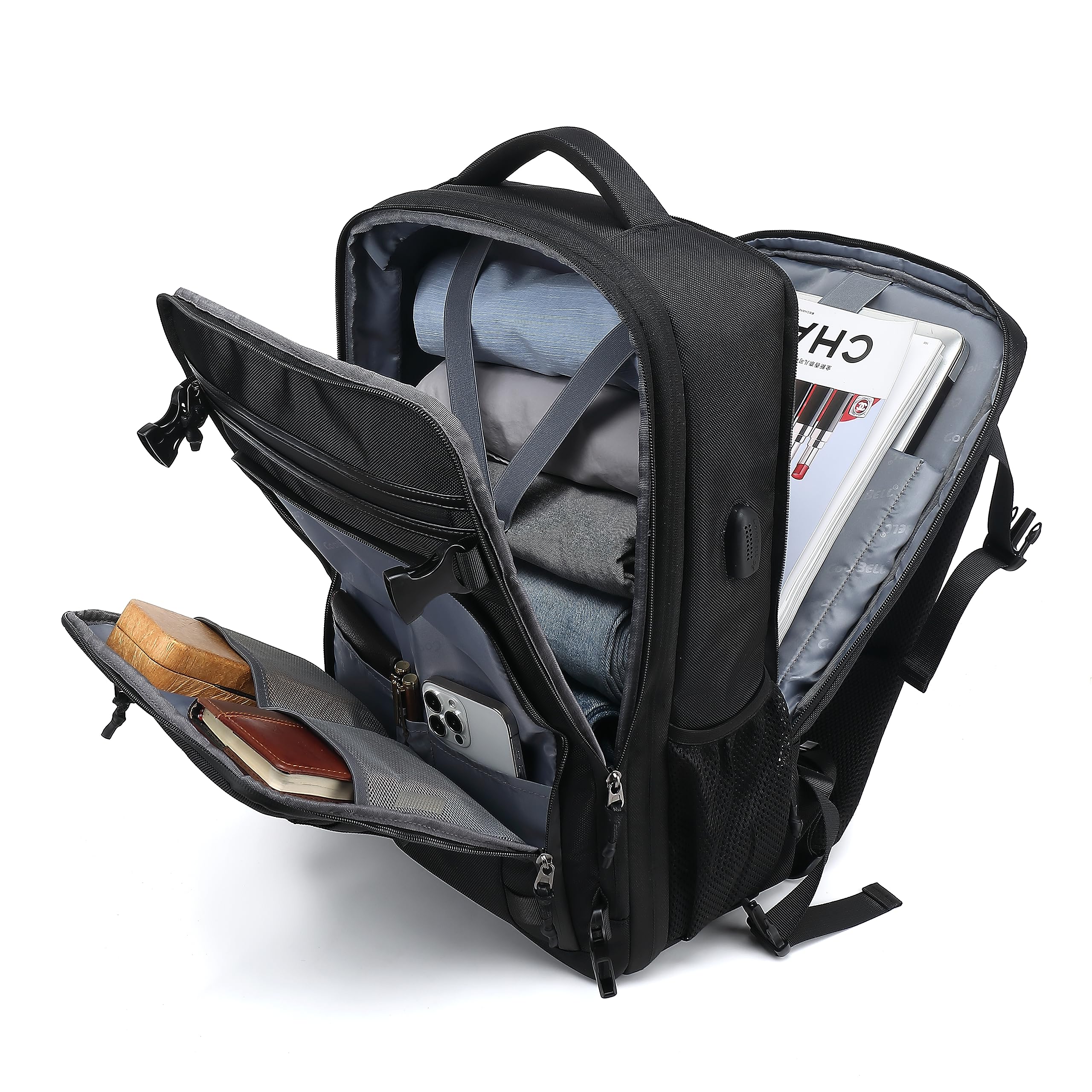 MT MOOTIME Travel Backpack for Men Women,Carry On Backpack,17.3 inch Laptop Backpack Flight Approved, Expandable Daypack Business Suitcase, Weekender Duffel Bag