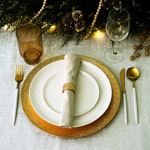Rickion Charger Plates and Napkin Rings, Set of 6, Gold Chargers for Dinner Plates β Unique, Elegant, Bubble Plate Chargers & Matching Napkin Rings β Thick, Reusable PP Plastic