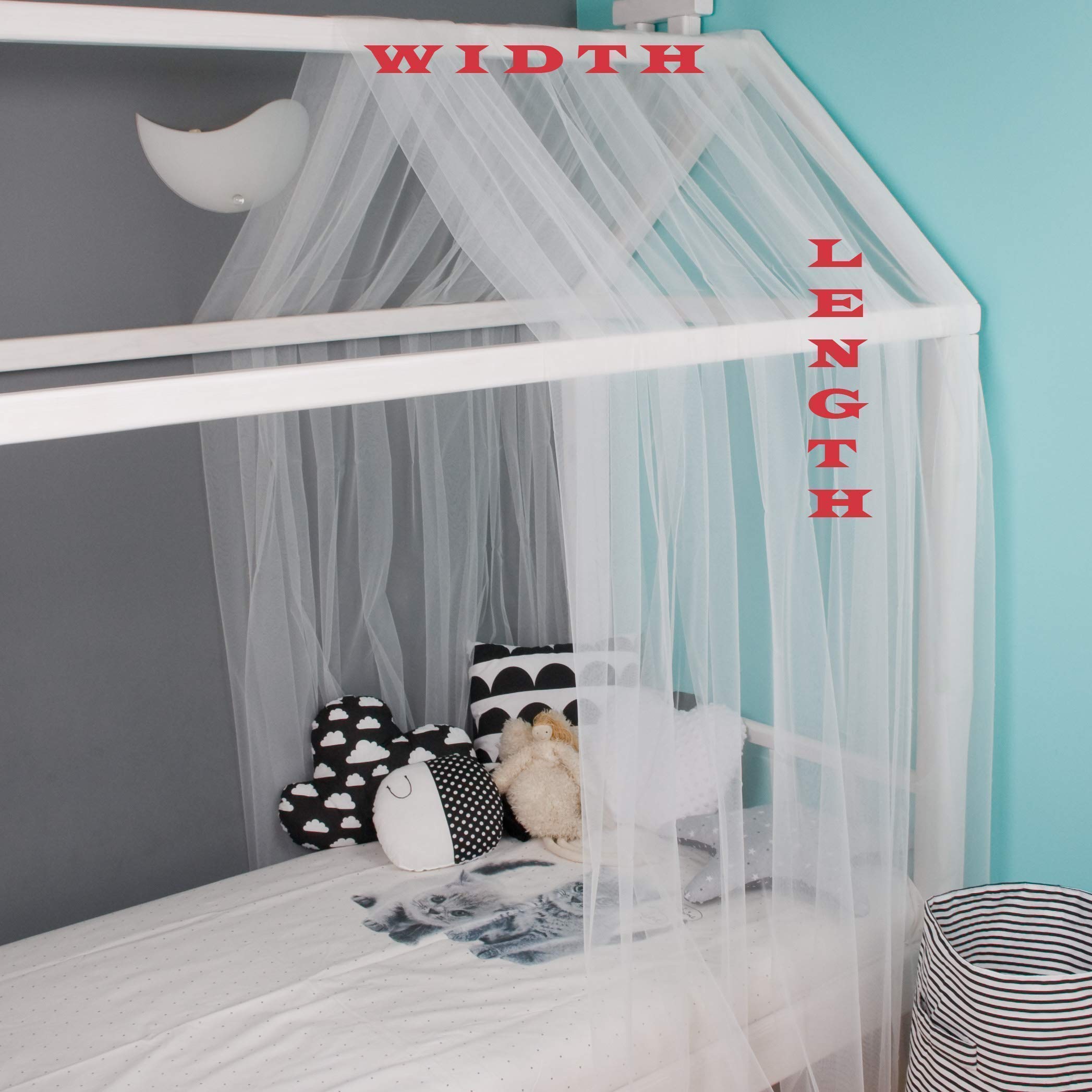 Tulle CANOPY for the wooden Frame Montessori bed/floor bed baldachin/house bed curtain white milk pink grey