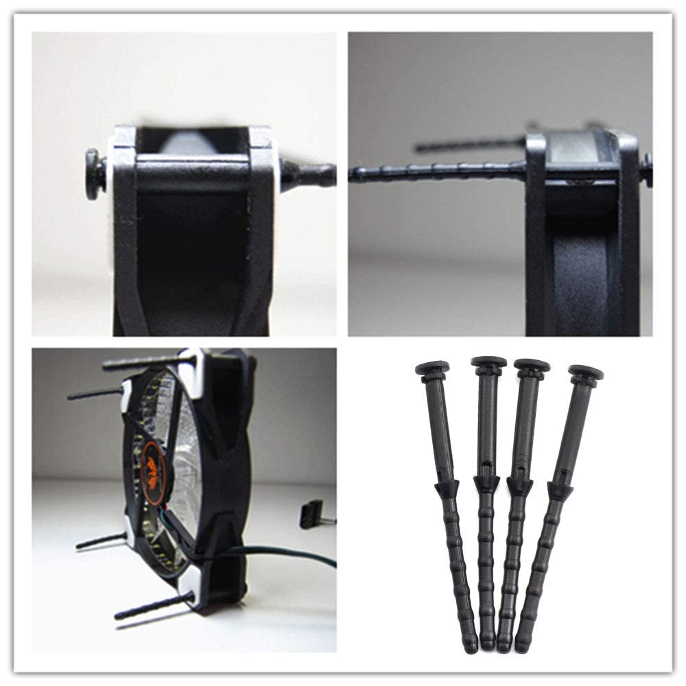 Magic&shell 16pcs 67mm Rubber Fan Mounting Screws Computer PC Case Noise Absorbtion Anti Vibration Pin Rivet Black