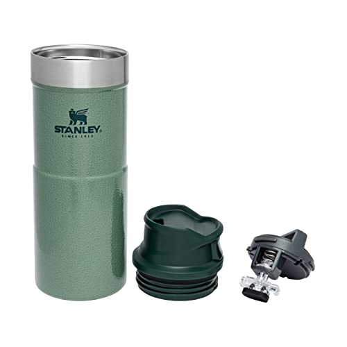 STANLEY Trigger Action Travel Mug 0.35L / 12OZ Hammertone Green β Keeps Hot for 5 Hours - BPA-free Stainless Steel Thermos Travel Mug for Hot Drinks - Leakproof Reusable Coffee Cups