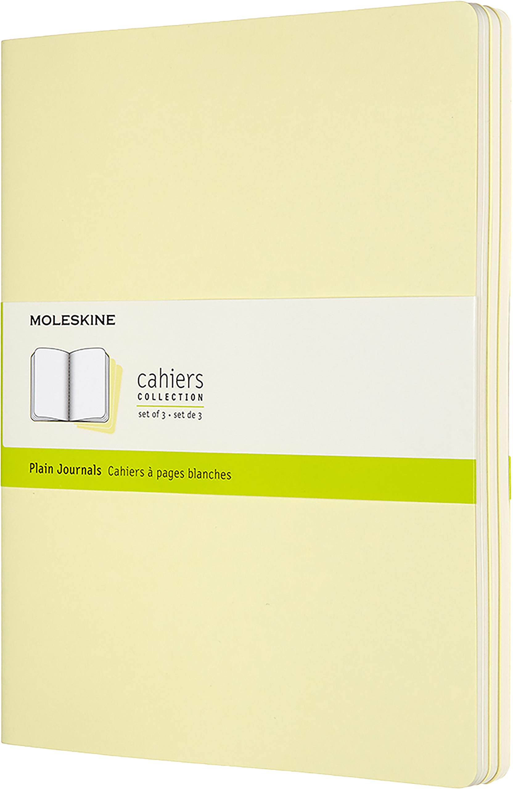 Moleskine Cahier Journal, Soft Cover, XL (7.5" x 9.5") Plain/Blank, Tender Yellow, 120 Pages (Set of 3)