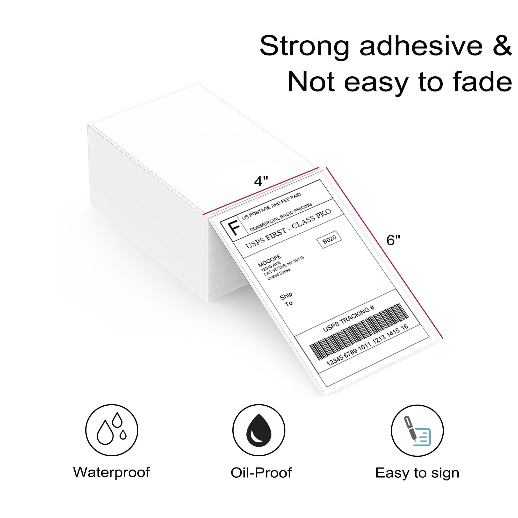 MOGOFE Thermal Direct Shipping Labels Pack of 500 4x6 Fanfold Labels - Commercial Grade, Compatible with Rollo, Zebra, iDRPT, Polono, MUNBYN Thermal Label Printer