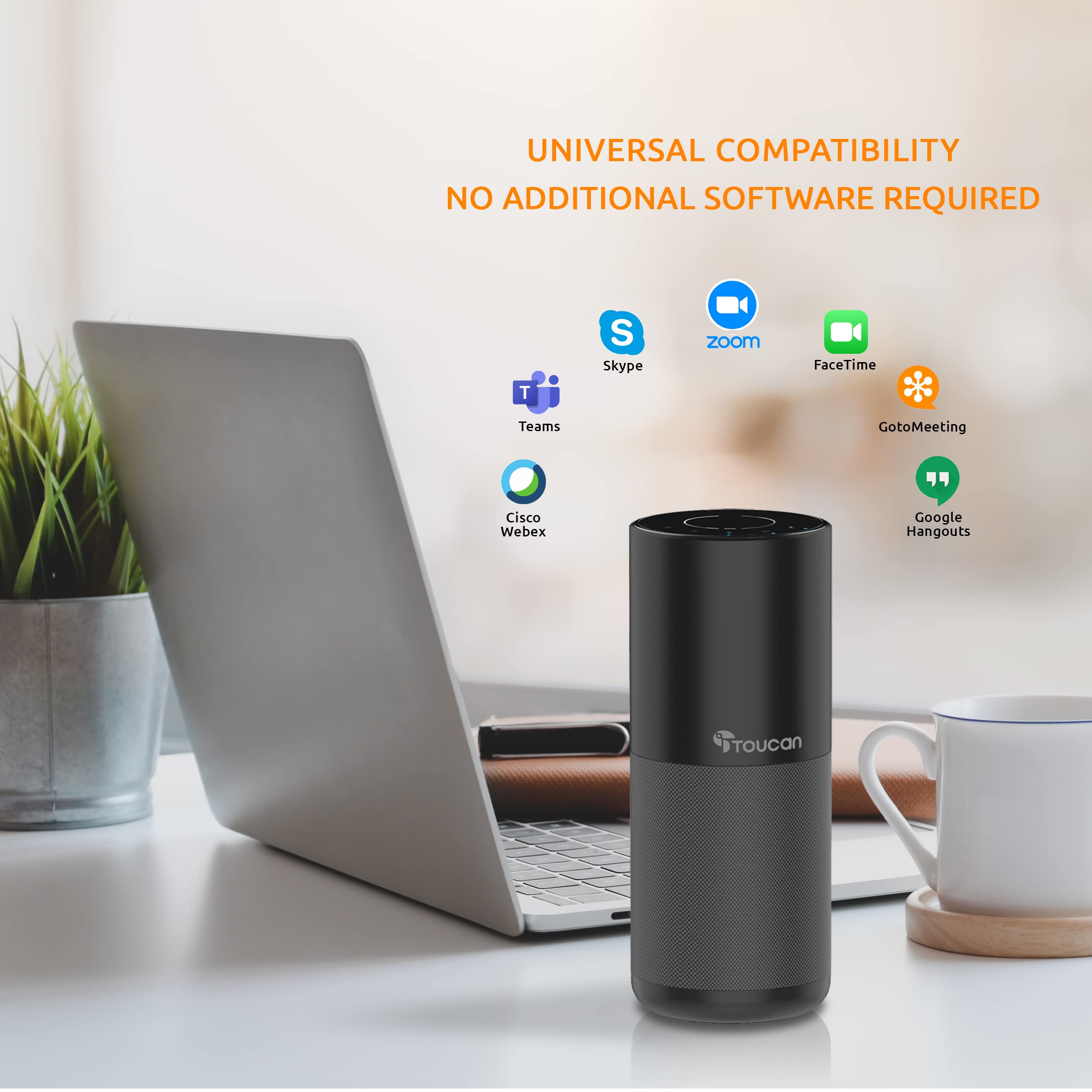 TOUCAN Conference Speakerphone with 4 Built-in Echo-Canceling Microphone | Home Office, Conference Room Meeting Use | Bluetooth Enabled Conference Speaker