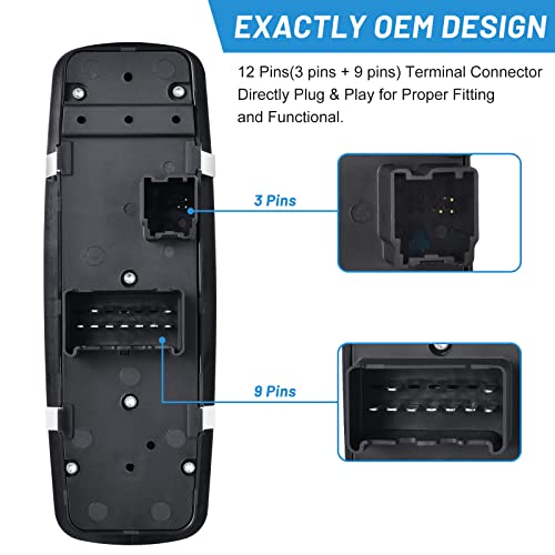 PUENGSI Master Power Window Switch for | 2009-2012 Dodge Ram 1500 2500 3500 | Replaces OE 4602863AB, 4602863AC, 4602863AD