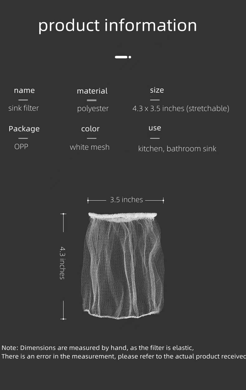 WEIYSHIGSH Kitchen Sink Strainer Mesh Bag- 200PCS Disposable mesh Sink Strainer Bags - Sink Drain Strainer - Suitable for Most Sizes of Kitchen Drainage Basket