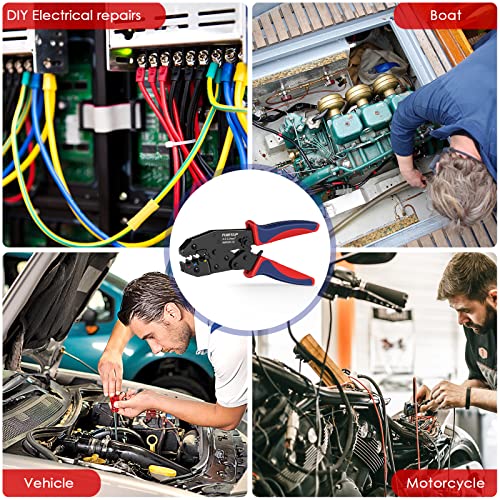 TUBTAP Crimping Tools for Electrical Connectors [AWG 20-10] - Wire Crimpers - Wire Crimping Tool - Ratcheting Wire Crimper for Heat Shrink Wire Connectors and Insulated Nylon Connectors, 0.5-6.0mm²