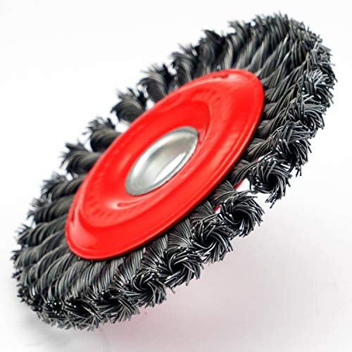 TILAX Wire Wheel Brush, Knotted Twist Wire Wheel for Angle Grinder with 5/8 Inch Arbor, 4 Inch Diameter and 0.019 Inch Carbon Steel Wire for Heavy-Duty Use of Various Metals