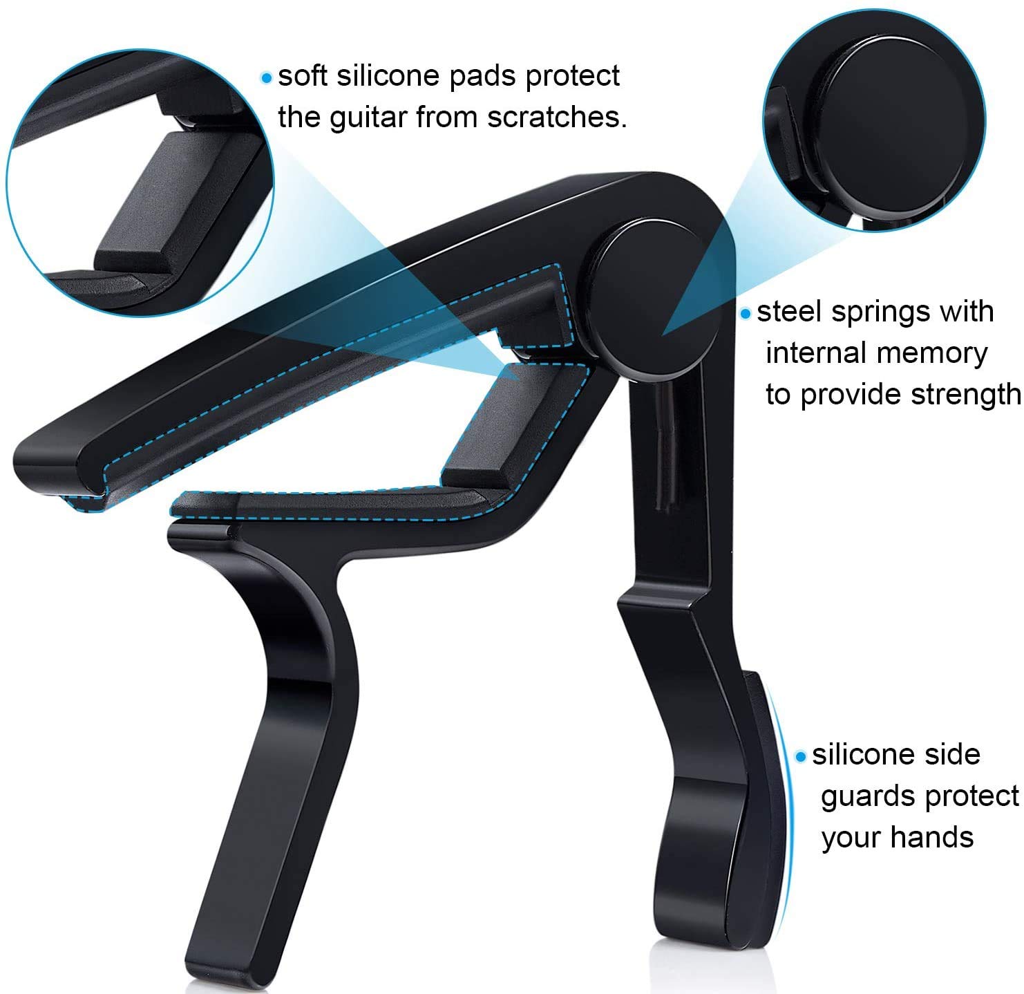 MOREYES Tuner Clip on Chromatic, Guitar, Bass, Violin, Ukulele Include Guitar Capo and Picks and Holder (Tuner+Capo)