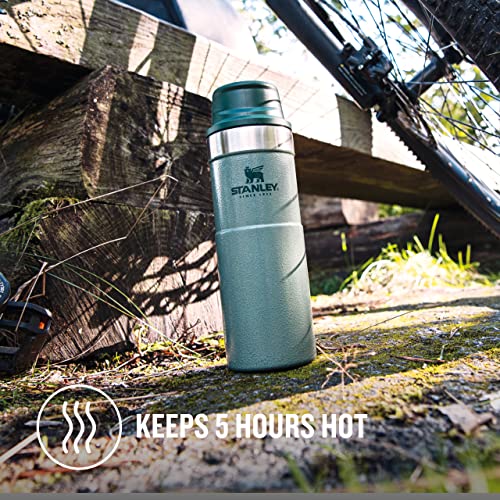 STANLEY Trigger Action Travel Mug 0.35L / 12OZ Hammertone Green β Keeps Hot for 5 Hours - BPA-free Stainless Steel Thermos Travel Mug for Hot Drinks - Leakproof Reusable Coffee Cups