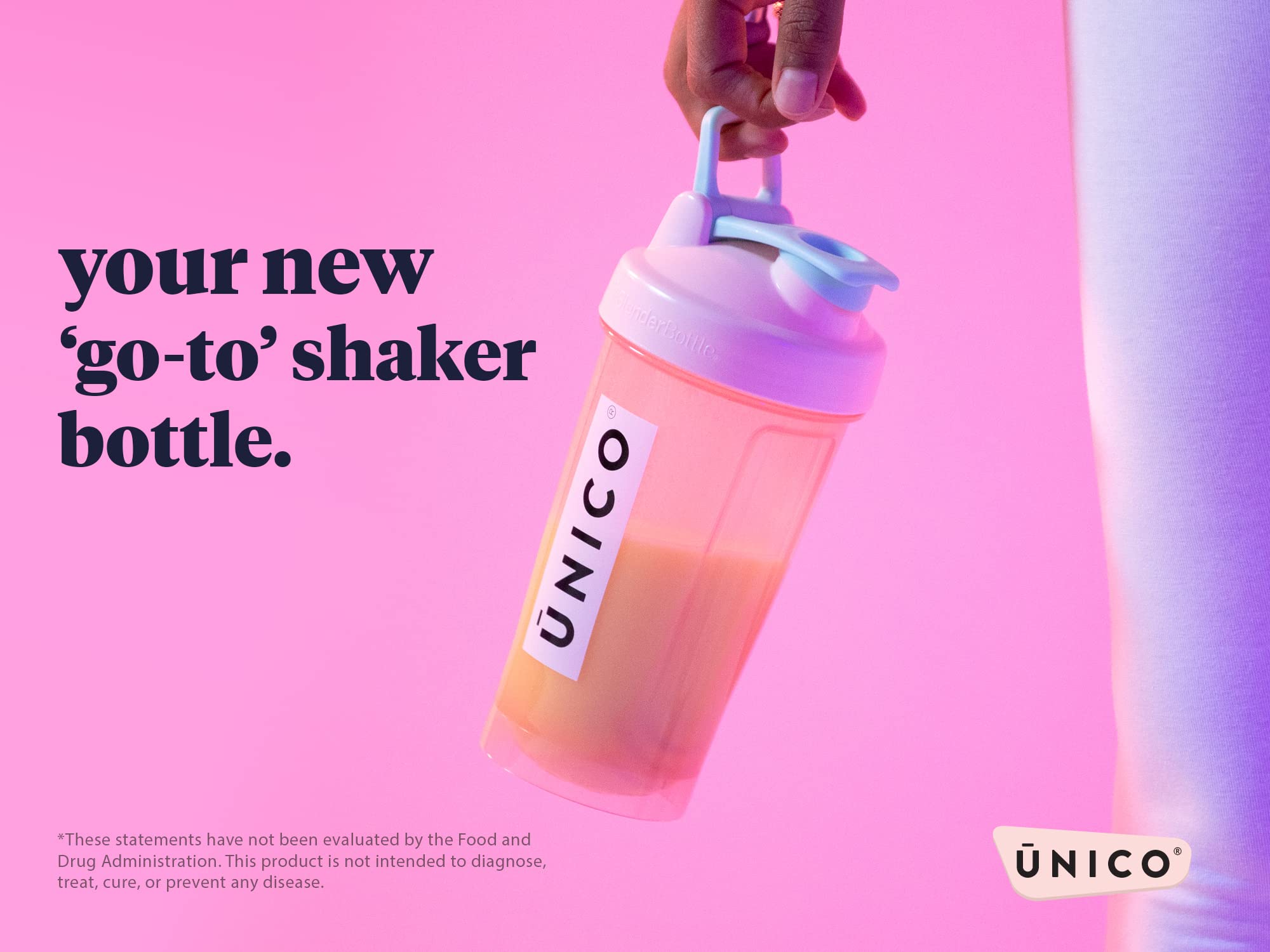 UNICO Crystal Purple Shaker Bottle - 24 oz - Extra-Durable | Leak-Proof | Tritan Plastic BPA-Free | Curved Bottom for Easy Cleaning | Cute Shaker Bottles | Protein Shaker w/Mixing Ball