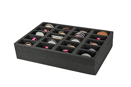 Polar Whale 2 Large Compact Organizer Stands Premium Durable Black Foam Tray Washable Waterproof Insert Storage for Home Bathroom Bedroom Cosmetic 16 x 11 x 3 Inches 20 Compartments