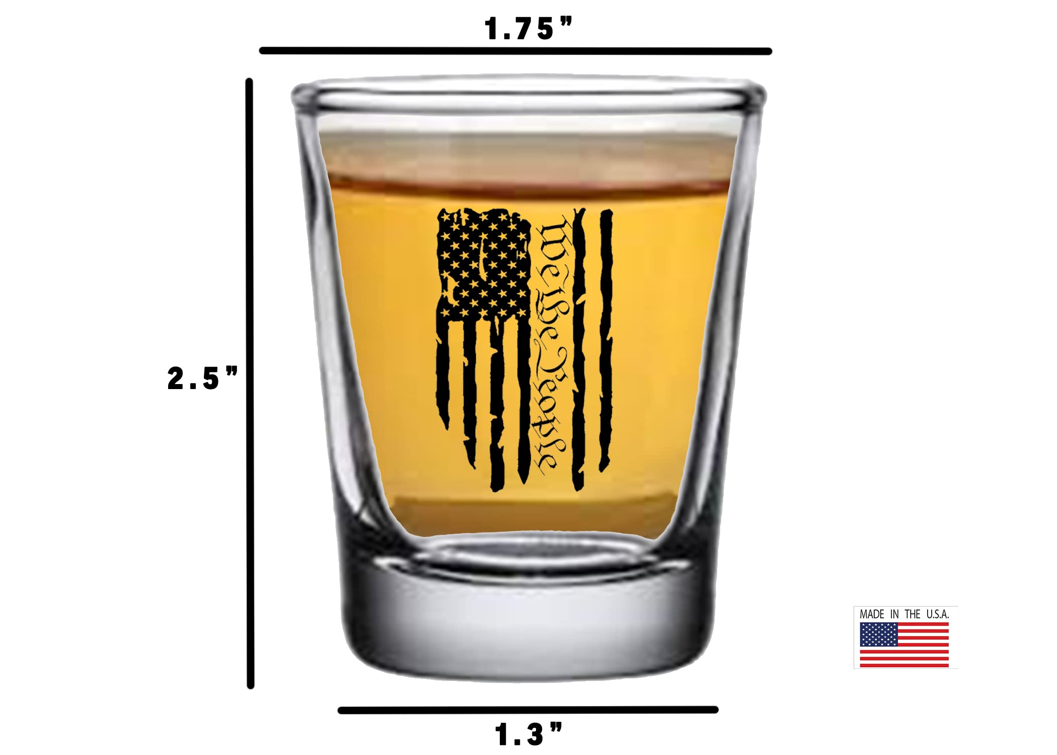 Rogue River Tactical US Constitution We The People USA Flag Tattered Shot Glass Gift For Military Veteran or Patriotic American