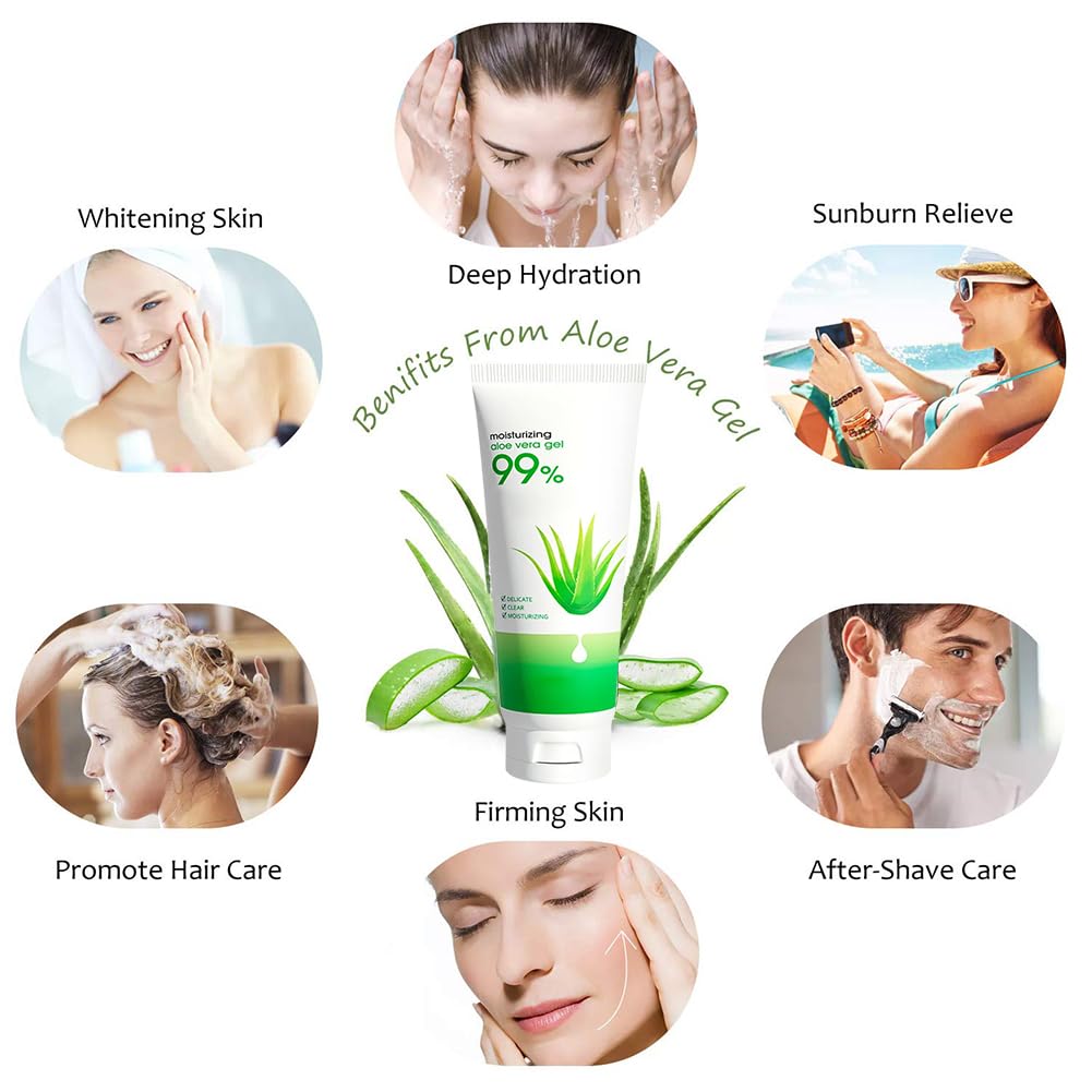 Mroobest Aloe Vera Gel, Aloe Gel 100 Percent Pure Plant, Deeply Hydrating & Repairing, Sunburn & Eczema Relief, Acne, Small Cuts, Suitable for Face, Body