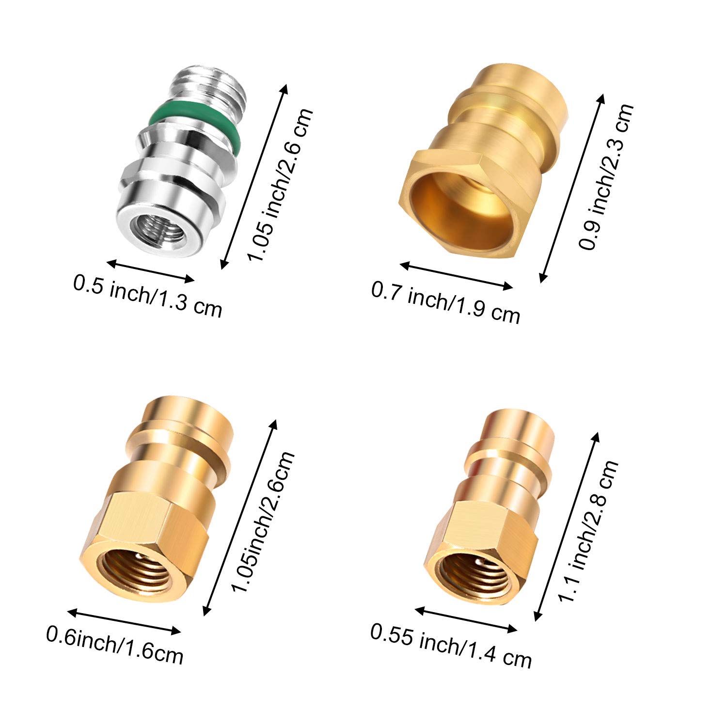 Mudder 4 Pieces VA-LH11 A/C Pro R-12 to R-134a Retrofit Parts Kit Retrofit Conversion Adapter Fitting Compatible with 1/4 SAE Thread Low High Side Retrofit Conversion