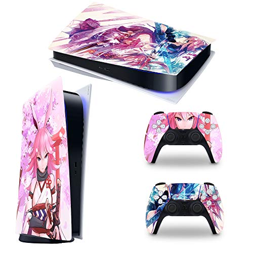 Playstation 5 Digital Edition Skin Set – Girl Fire - HD Printing Vinyl Skin Cover Protective for PS5 Digital Edition Console and 2 PS5 Digital Edition Controller