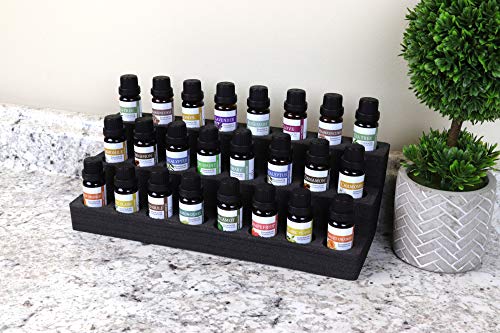 Polar Whale 4 Essential Oil Storage Organizers 3 Tier Display Rack for Home Bathroom Bedroom Office Elegant Modern Durable Black Foam Washable Waterproof Holds 24 Bottles (5ml to 15ml)