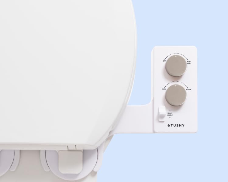 Tushy Spa Warm Water Bidet Attachment. Universal Toilet Fit, Easy DIY Install (Requires Sink Access for Temperature Control) Self Cleaning Sprayer, Adjustable Pressure & Angle Control, (Platinum Knob)