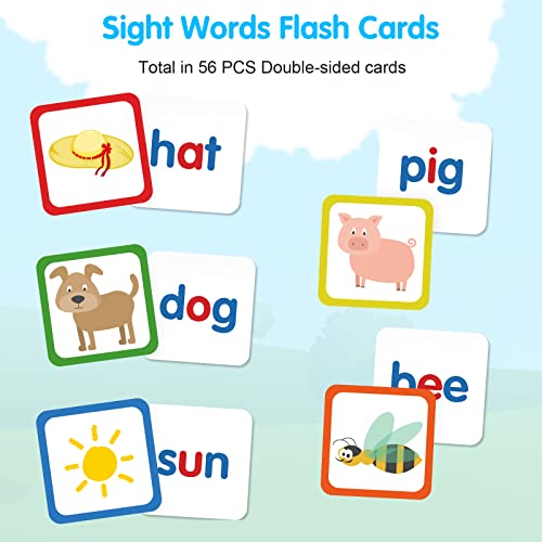 Victostar 121PCS Short Vowel Reading Letters Sorting Spelling Toy Set,Wooden Reading Blocks Learning CVC Sight Words Flashcards Alphabet Montessori Toy Gift for 3 4 5 Years Old