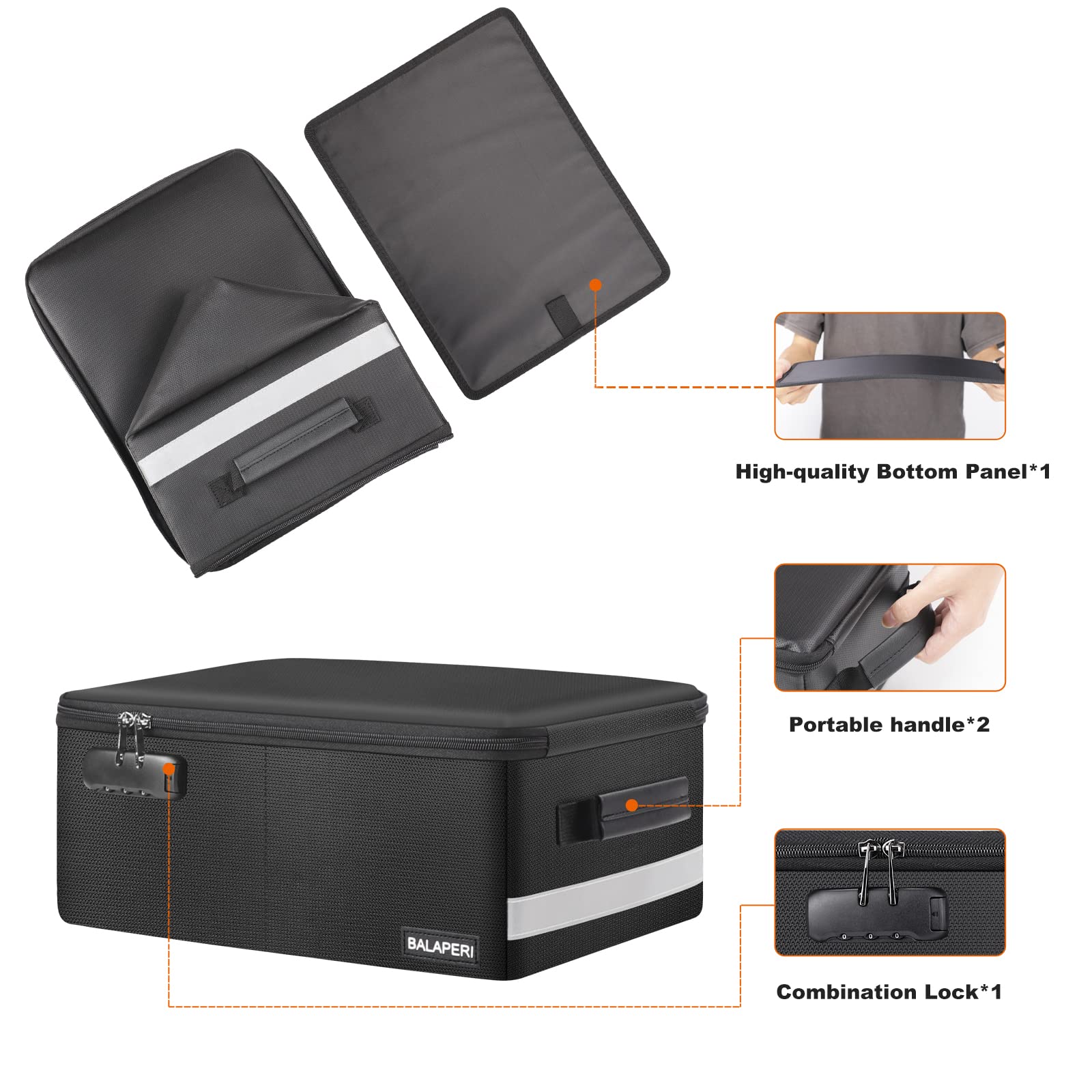 Photo Organizer Box with Lock, Fireproof Photo Storage Box with 16 Clear 4" x 6" Photo Storage Cases Photo Keeper Picture Storage Containers Box, Portable Photo Storage Containers with Handle