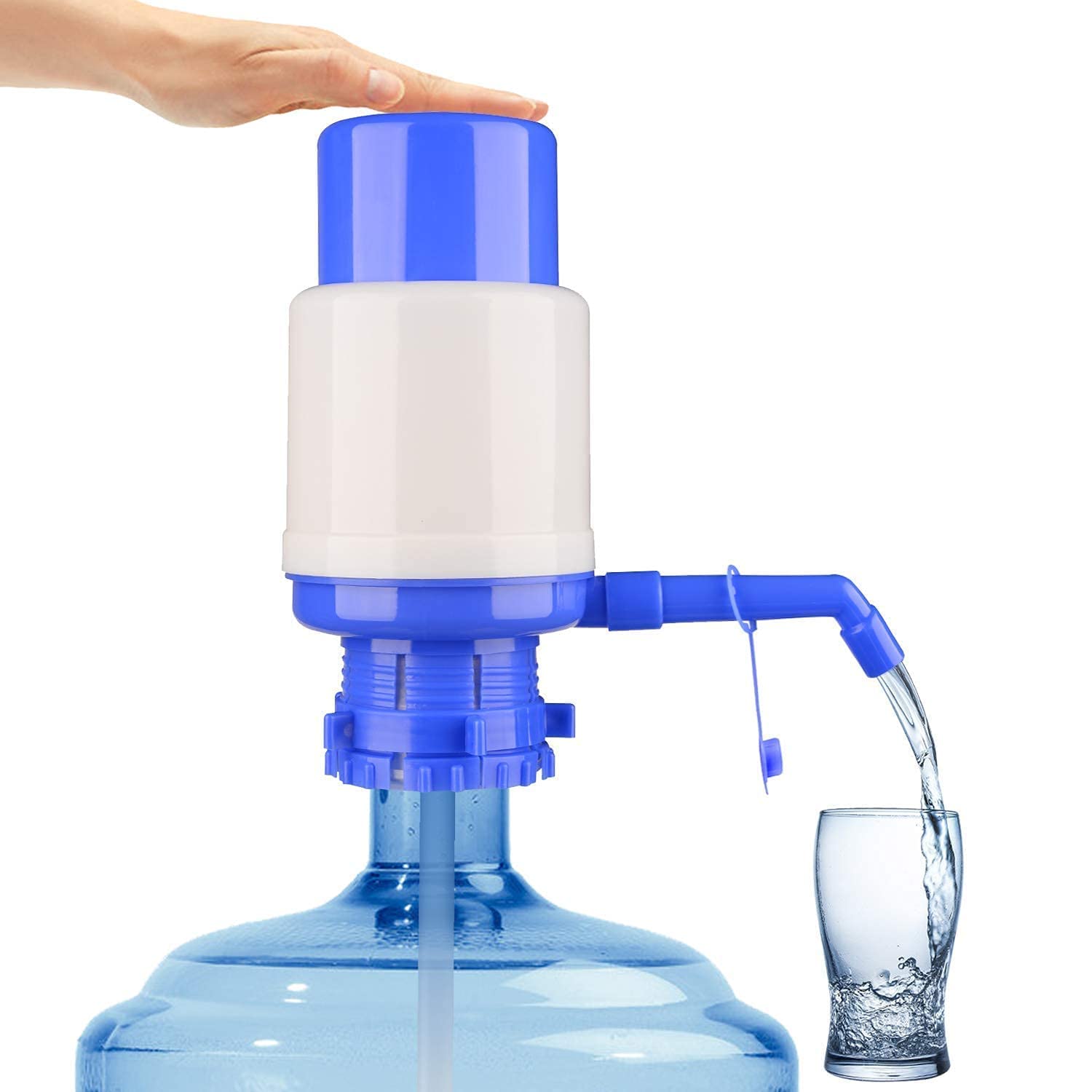 Water Bottles Pump Blue Manual Hand Pressure Drinking Fountain