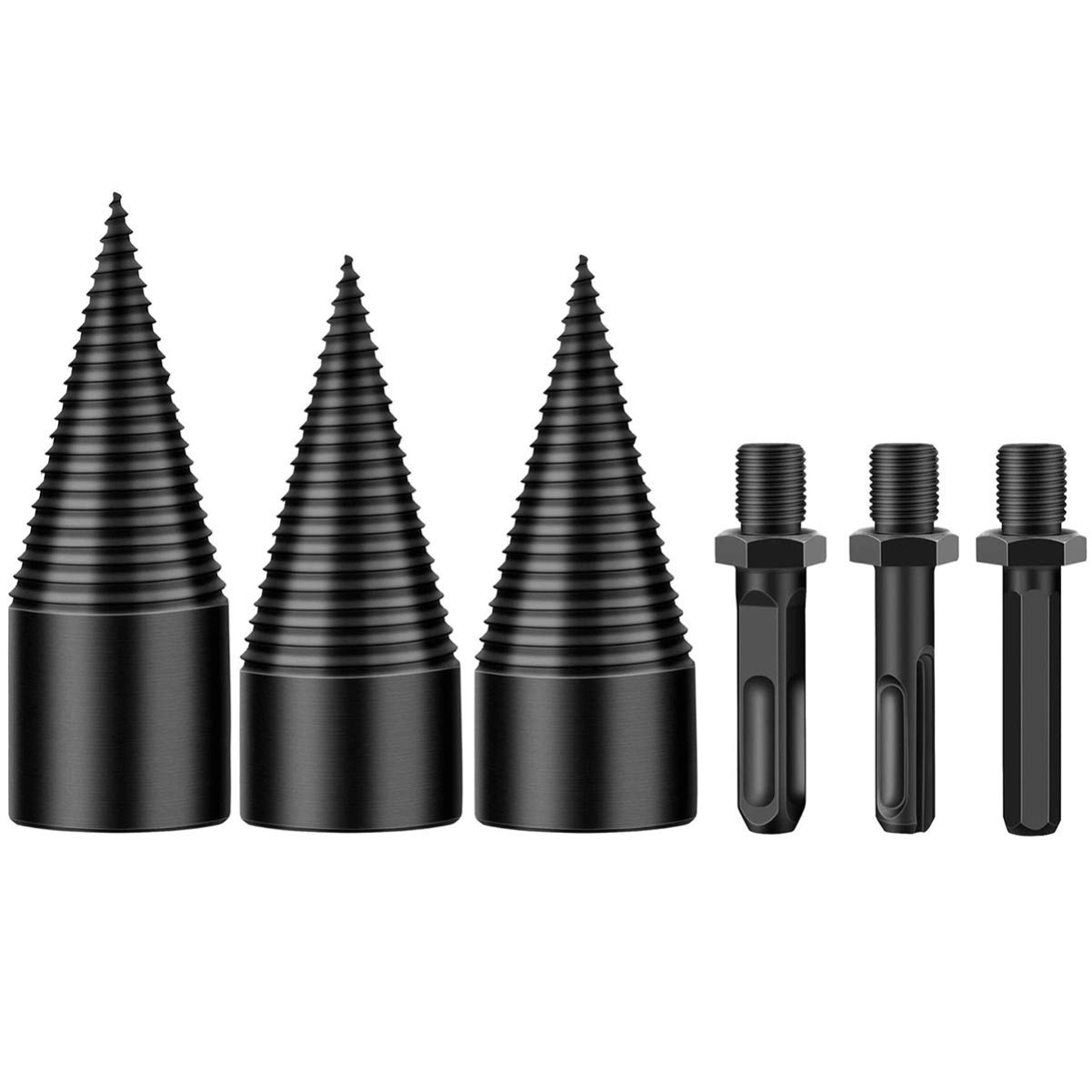 ULTECHNOVO Wood Splitting Drill Bit Firewood Chopper Drill Bits Firewood Log Splitter Heavy Duty Wood Drill Screw Cone Driver Kindling Splitter for Electric Drill 42mm 3pcs